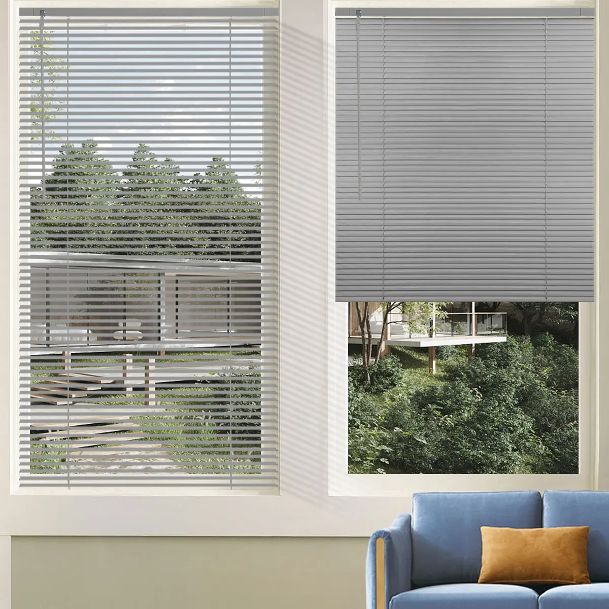 25MM Slat Fabric Cordless Blinds Modern Plain Easy Install No Drill ...