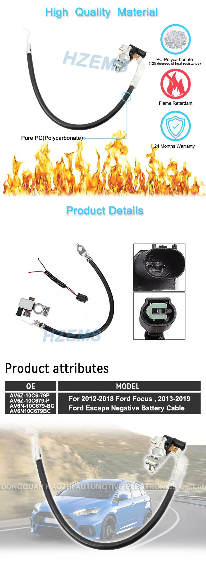 Custom Negative Battery Cable AV6Z-10C679-P AV6Z-10C6-79P AV6N-10C679 ...