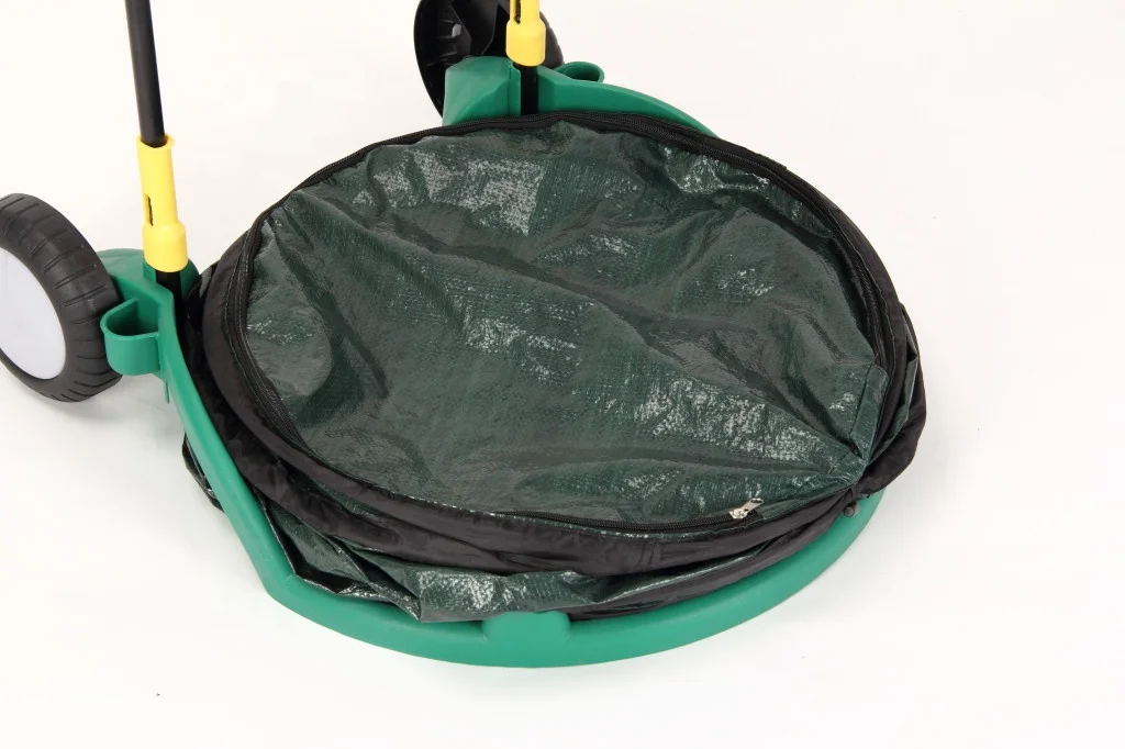 Pop Up Plastic Garden Garbage Cart Foldable Waste Bag Cart With Wheels ...