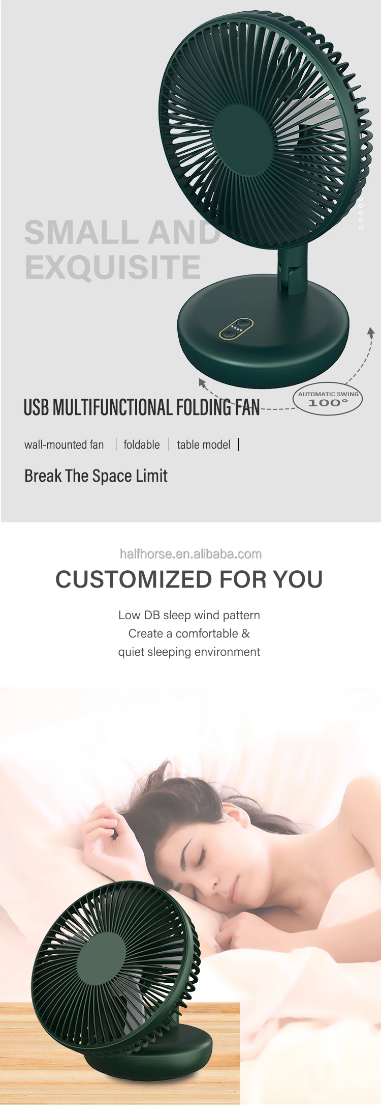 Foldable Desktop Electric Fan With 4800mah Battery Long-lasting Wind ...
