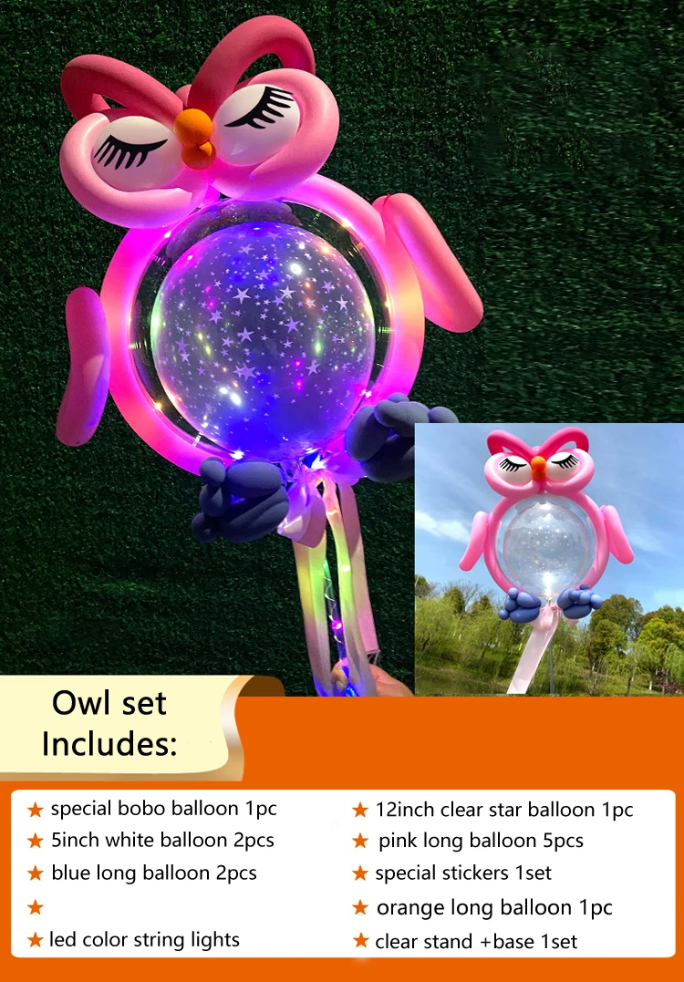 Kids Diy Balloon Animal Kits Led Light Bobo Balloon Handmade Cartoon ...