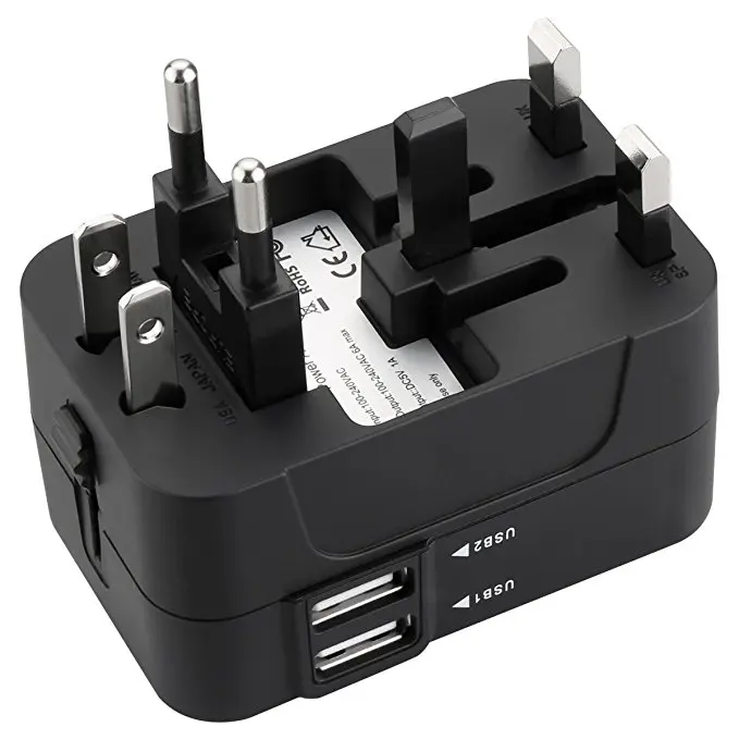 Hot Sale Travel Adapter With Dual Usb Ports Universal Adaptor Uk Eu Us ...