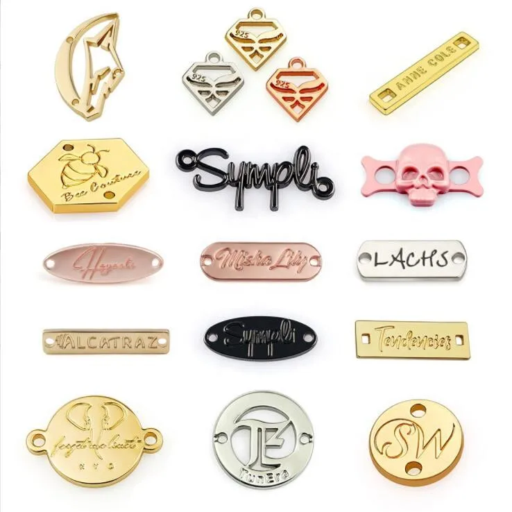 Custom Emboss Leather Labels Iron On Leather And Gold Metal Labels ...