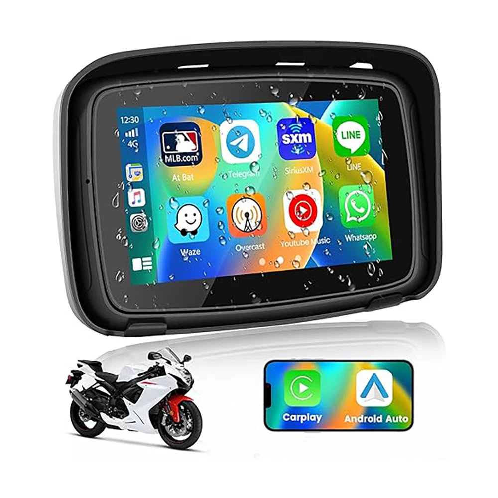 SUNWAYI Wireless Motorcycle CarPlay Android Auto 5" GPS ...