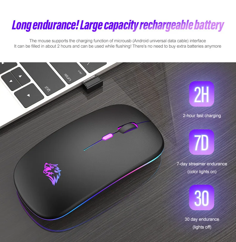 Free Wolf X15 Mute Wireless Gaming Mouse - Rechargeable, LED Backlit ...