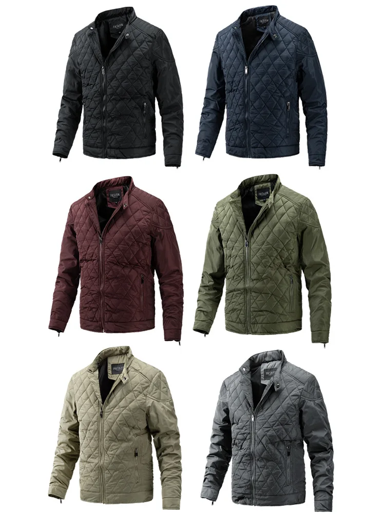 Mens Diamond Quilted Puffer Jacket Casual Fall Winter Lightweight Short ...