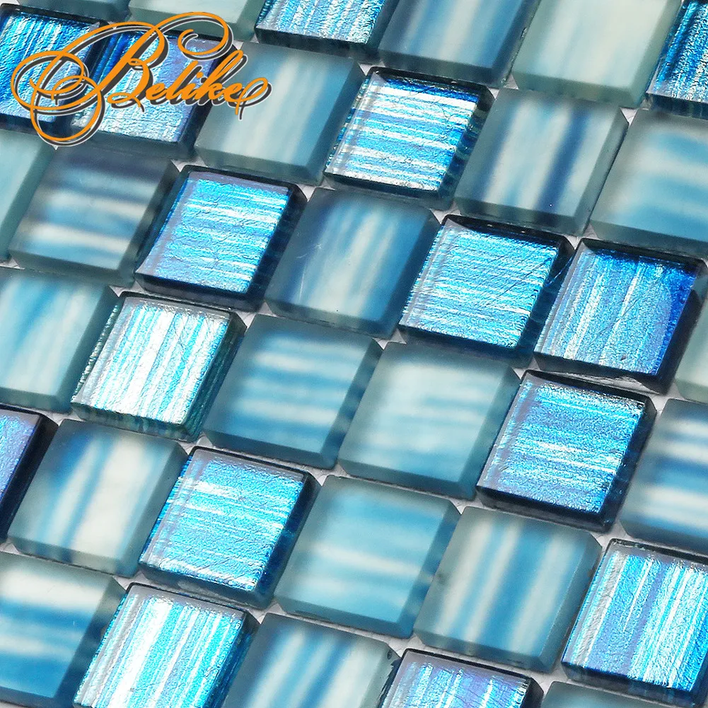 Swimming Pool Glass Mosaic Wall Tile Elegant Frosted Modern Aqua ...