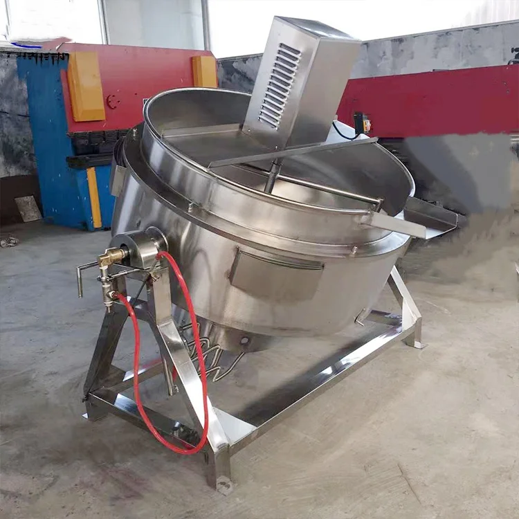Double Cooking Jacket Kettle with Agitator Mixer Gas Heated Jacketed ...
