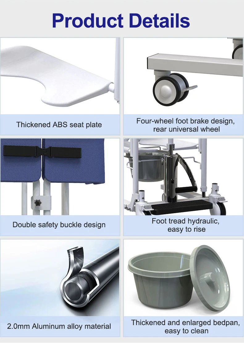 Hydraulic Patient Transfer Lift Commode Toilet Bath Chair with Wheels ...
