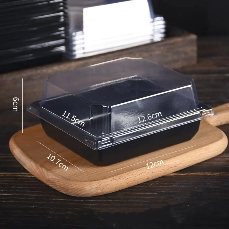 Black Cheesecake Box Square Mousse Pastry Box Clear Bakery Cake ...