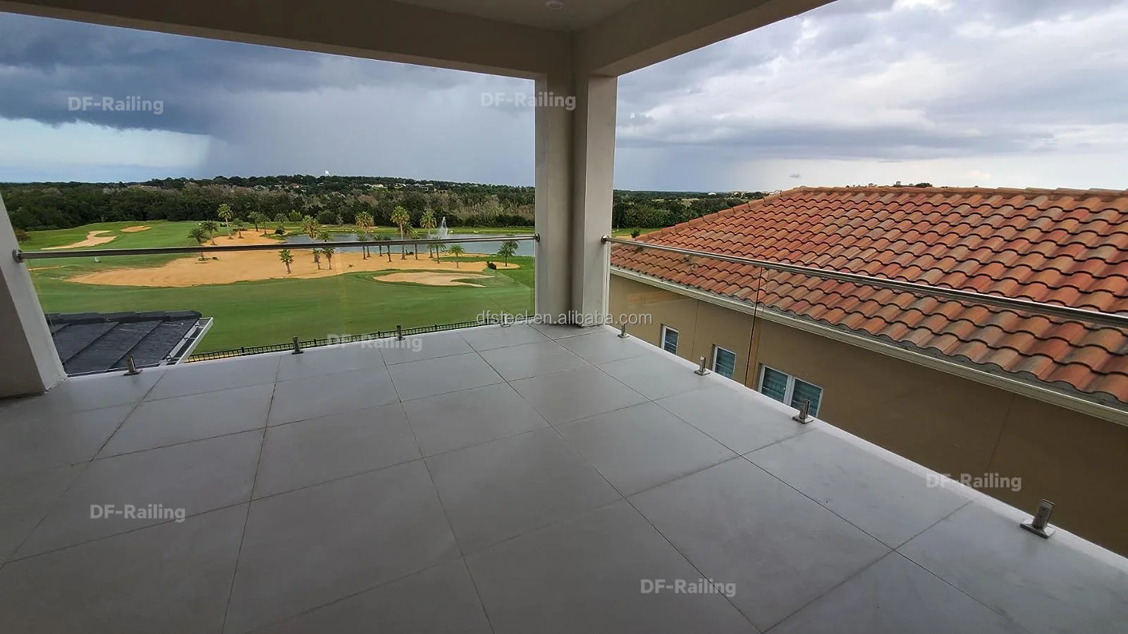 Df Tinted Glass Balustrade Railing Black Spigot Top Rail Gold U Channel ...