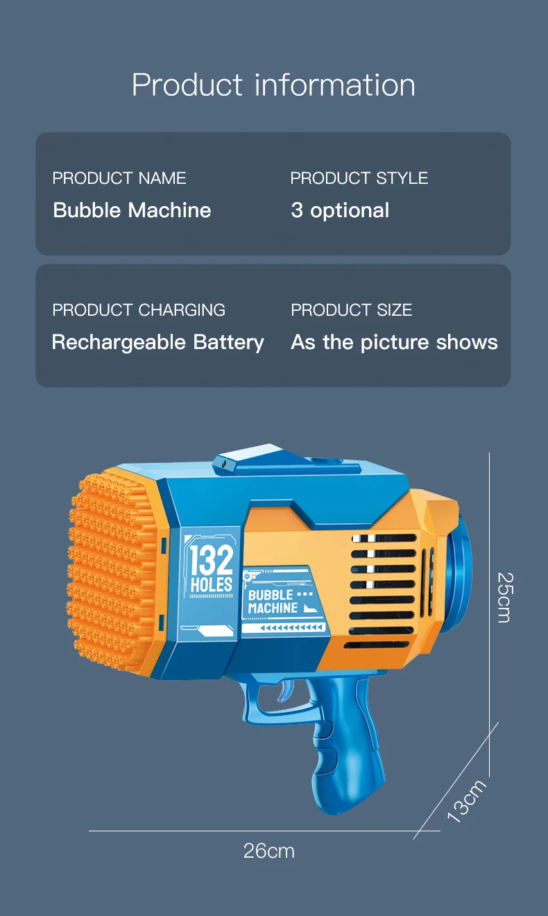 New 132 Holes Bubble Bazooka Automatic Electric Bubble Launcher Blaster Shooter Machine Gun ...