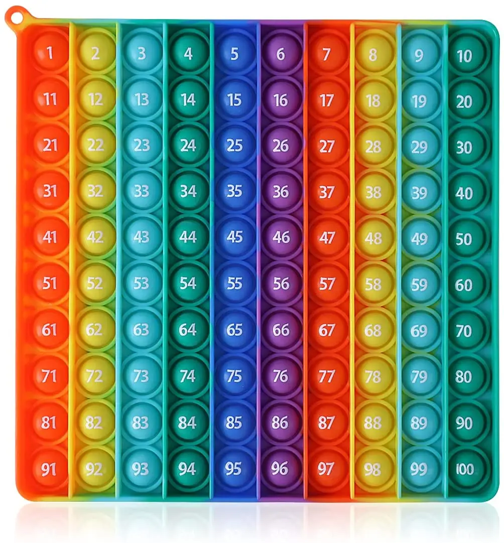 Large Size Rainbow Square Fidget Toy 100 Bubbles Stress Relieving ...