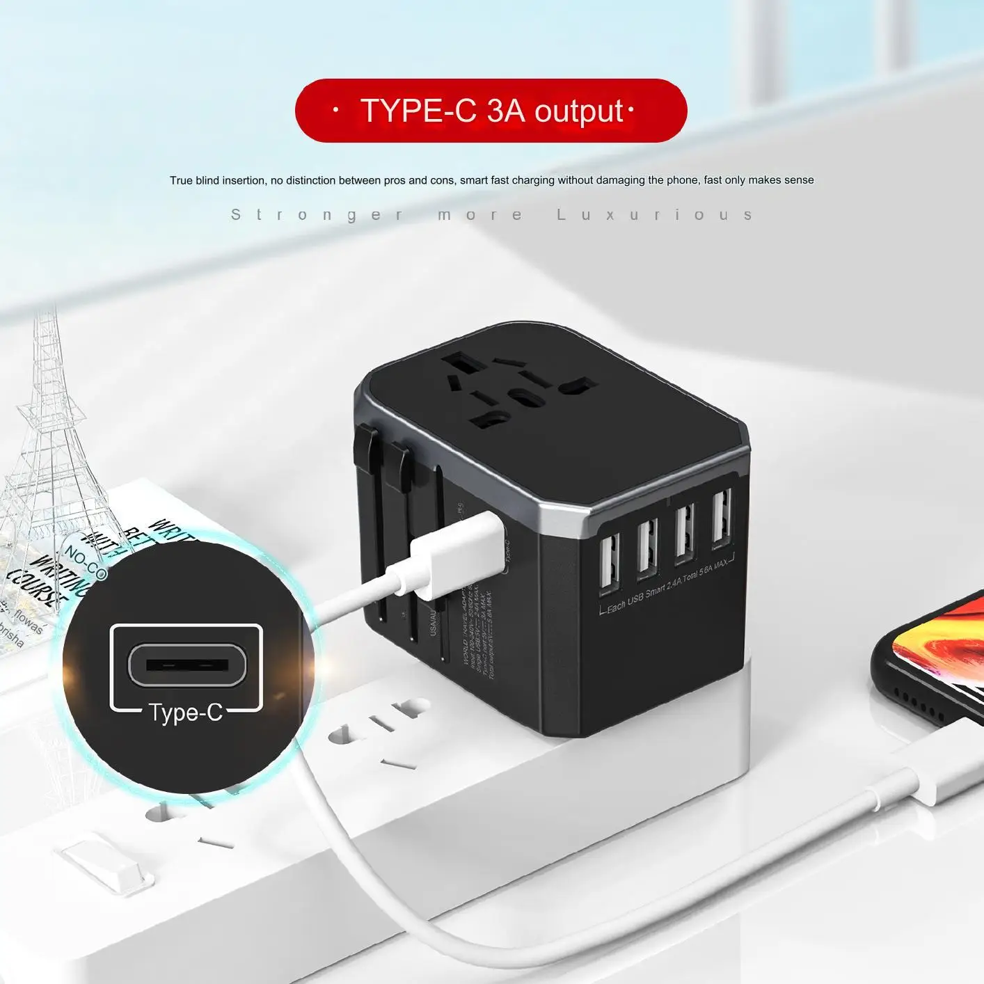Universal Travel Adapter One International Wall Charger Ac Plug Adaptor ...