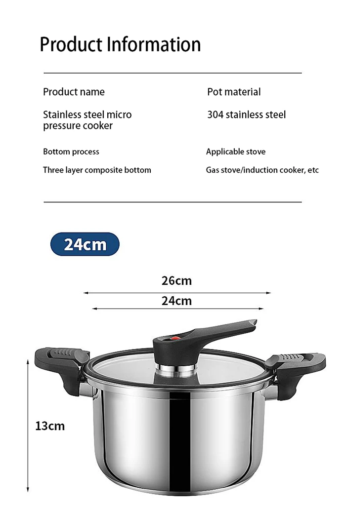 20cm/24cm Stainless Steel Micro Pressure Cooker Multifunctional Home ...