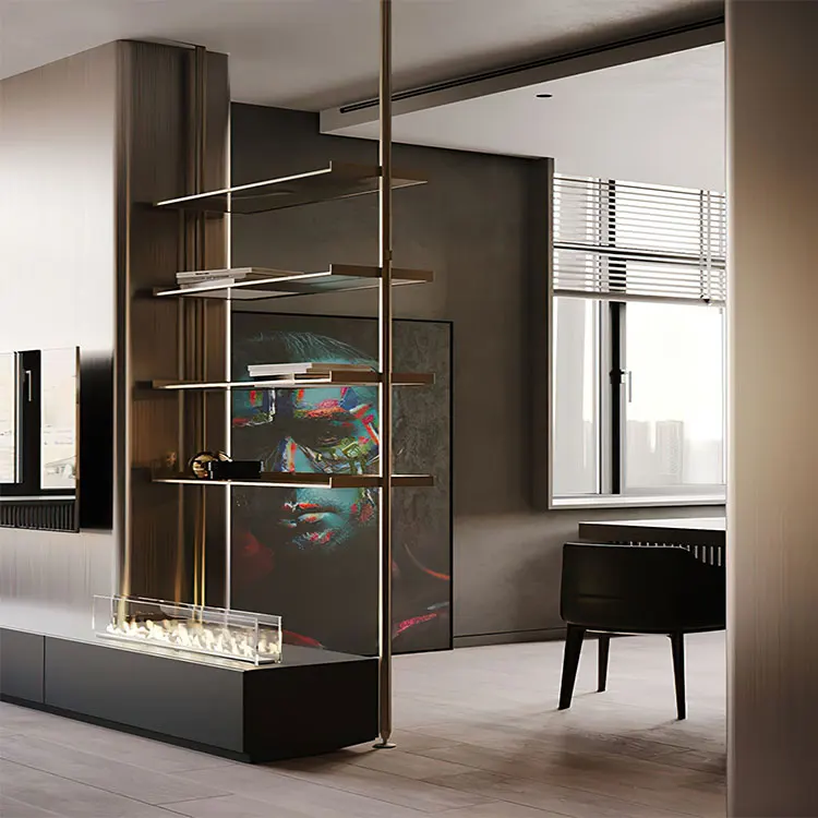 Metal Partition Wall With Storage Rack Living Room Divider Cabinet ...