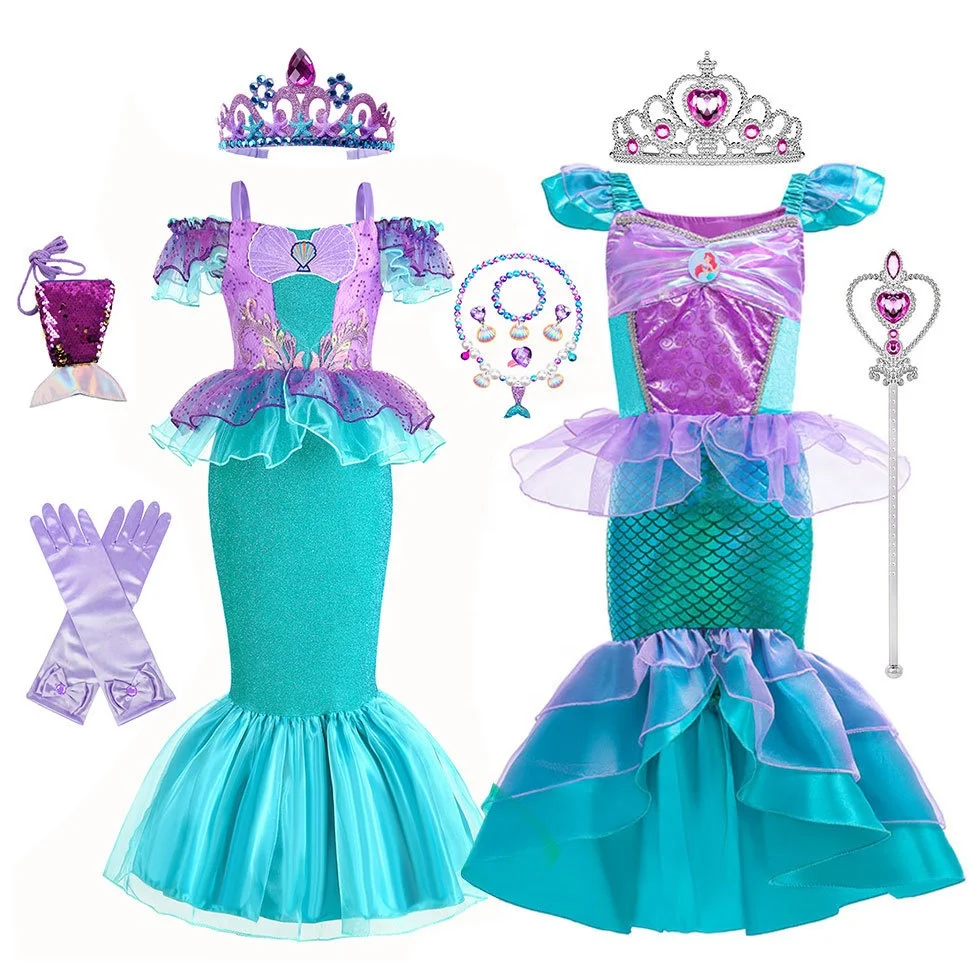 Little Girl Mermaid Costume Princess Dresses Ariel Costumes for Girls ...