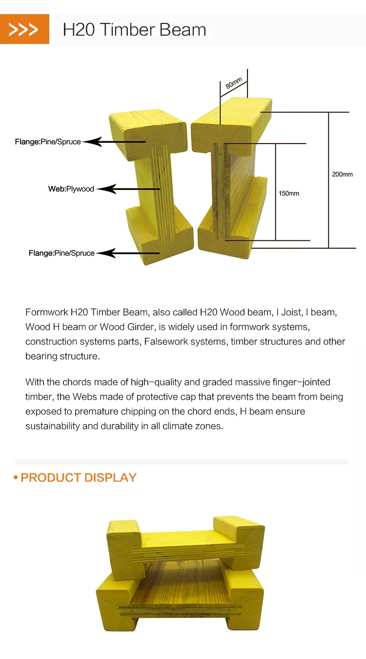 OSHA Wooden LVL Scaffolding H20 Timber Beams for Construction