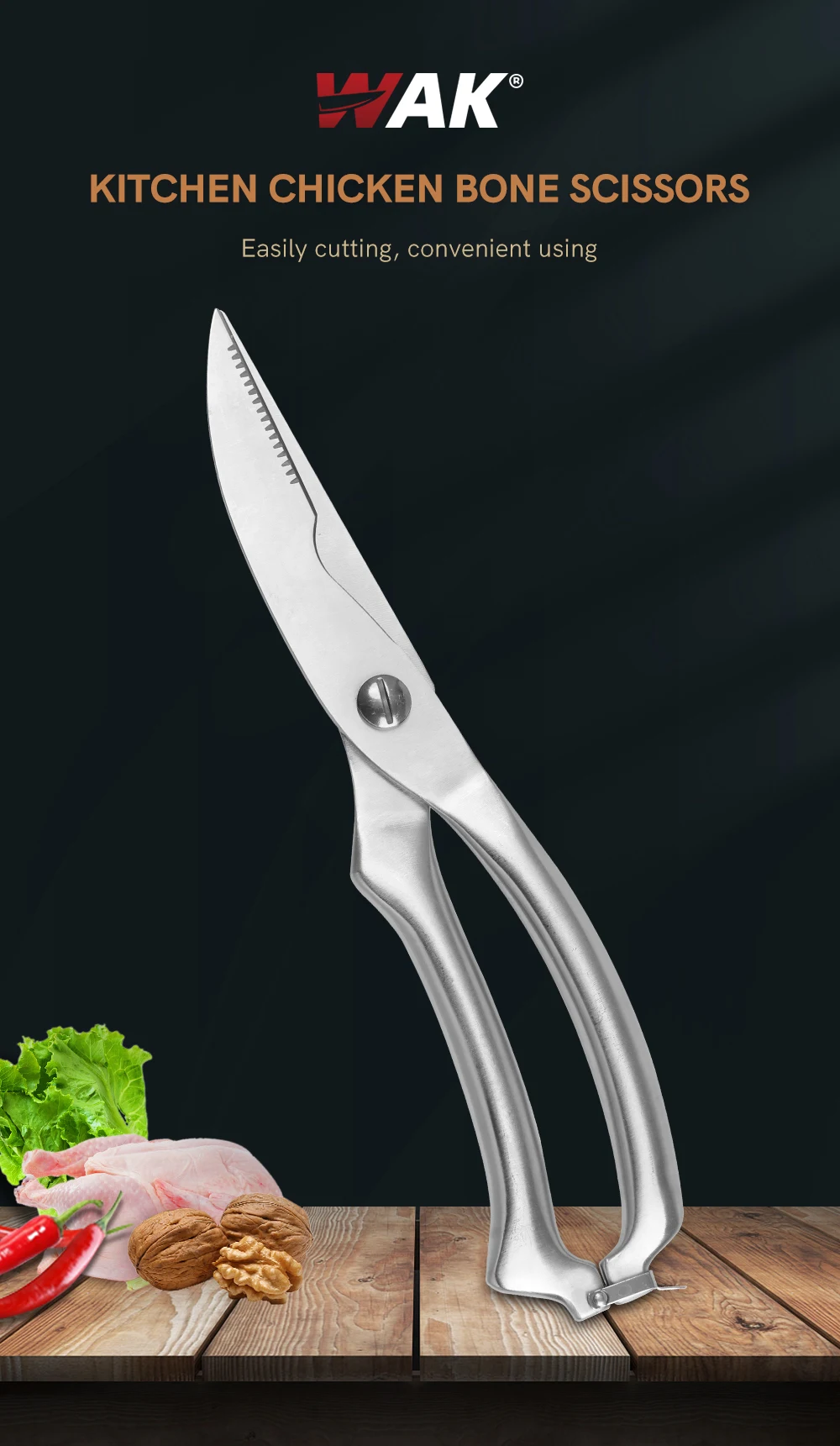 Kitchen Chicken Bone Scissors With Back Lock Multifunctional Sharp Stainless Steel Kitchen ...