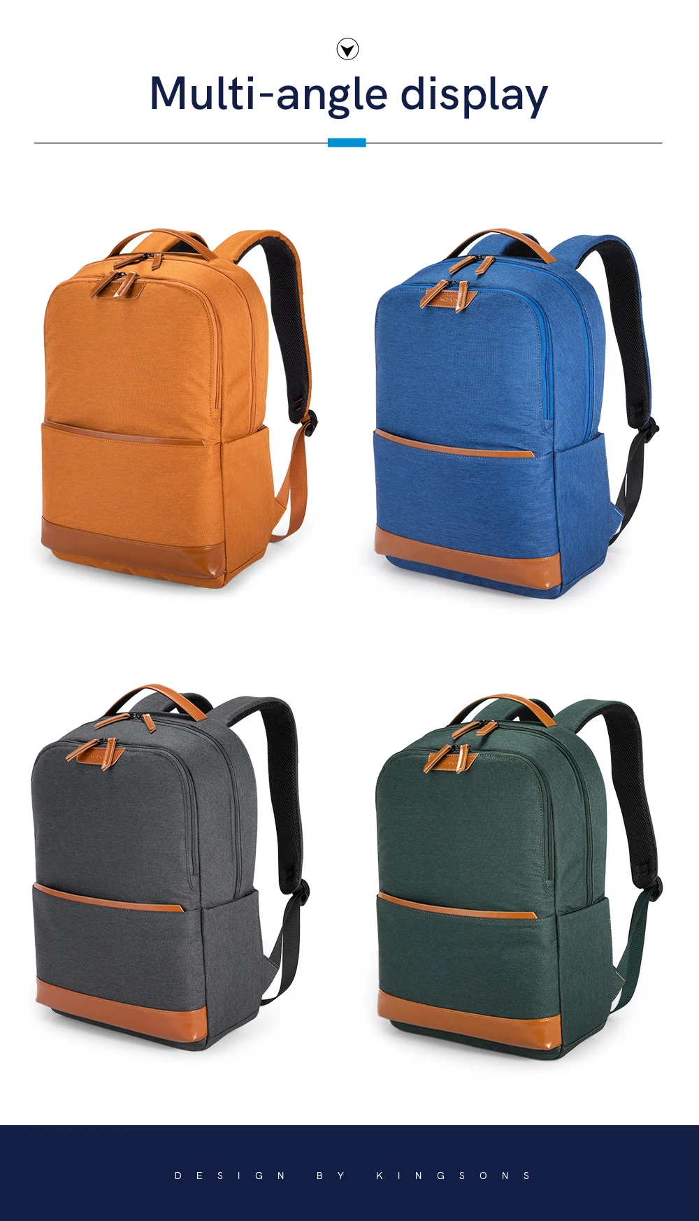 Ergonomics Nylon Laptop Backpack With Zipper Travel Backpack Waterproof ...