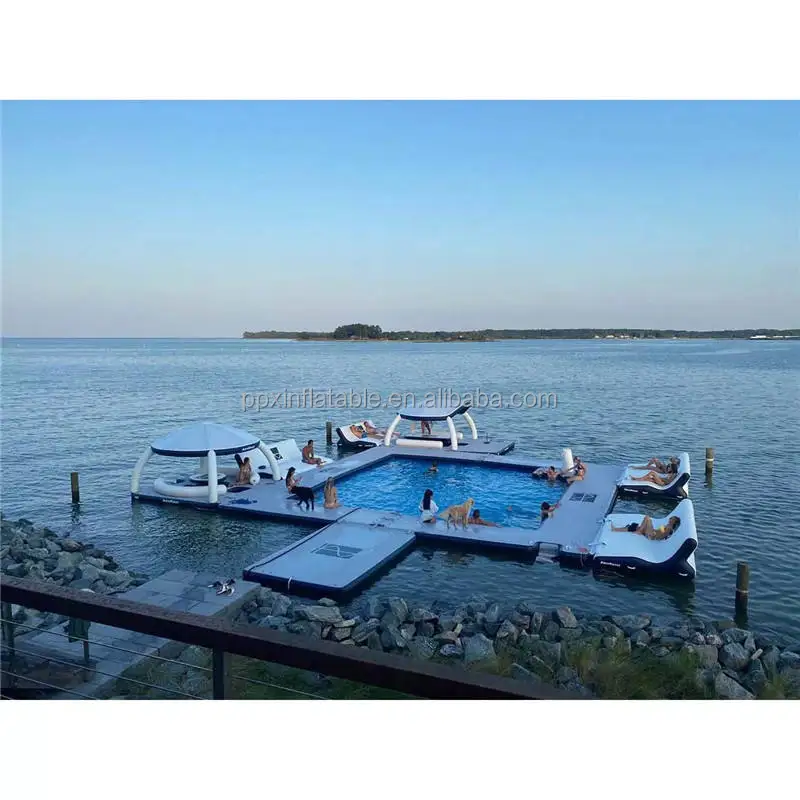 Outdoor Swim Island - Inflatable Floating Raft & Dock