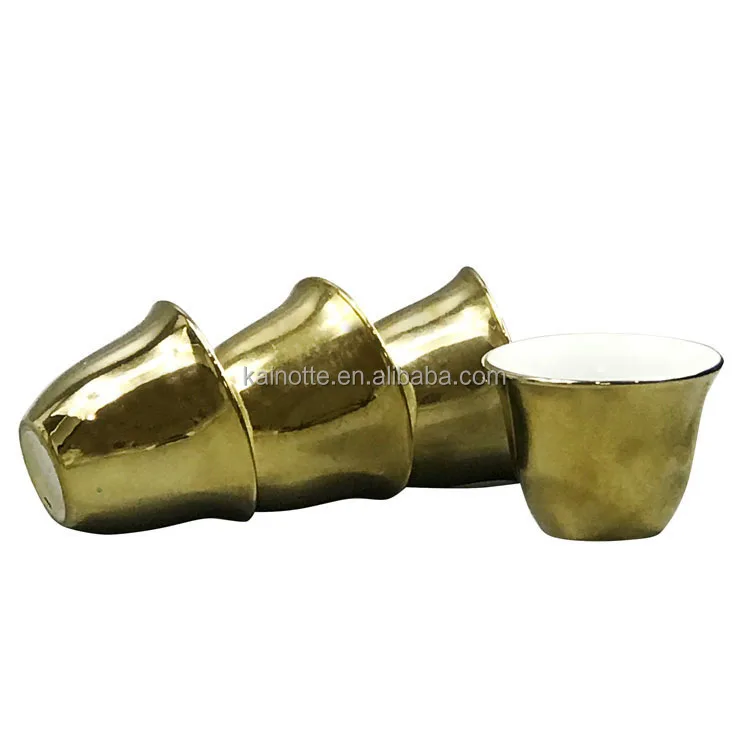 Royal Style Design Ceramic 80cc 120cc 160cc Whole Gold Color Outside ...