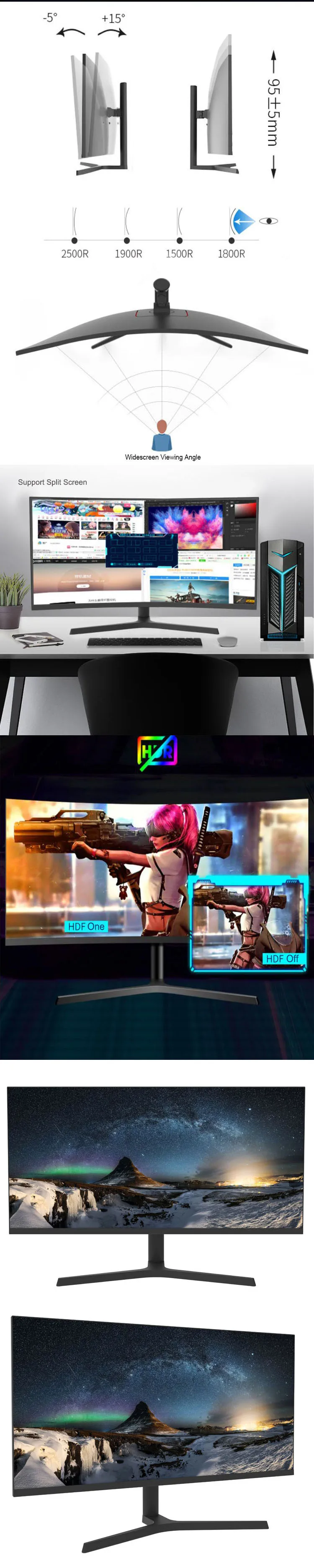 34 Inch 4k Gaming 165hz Curved Flat Screen Monitor