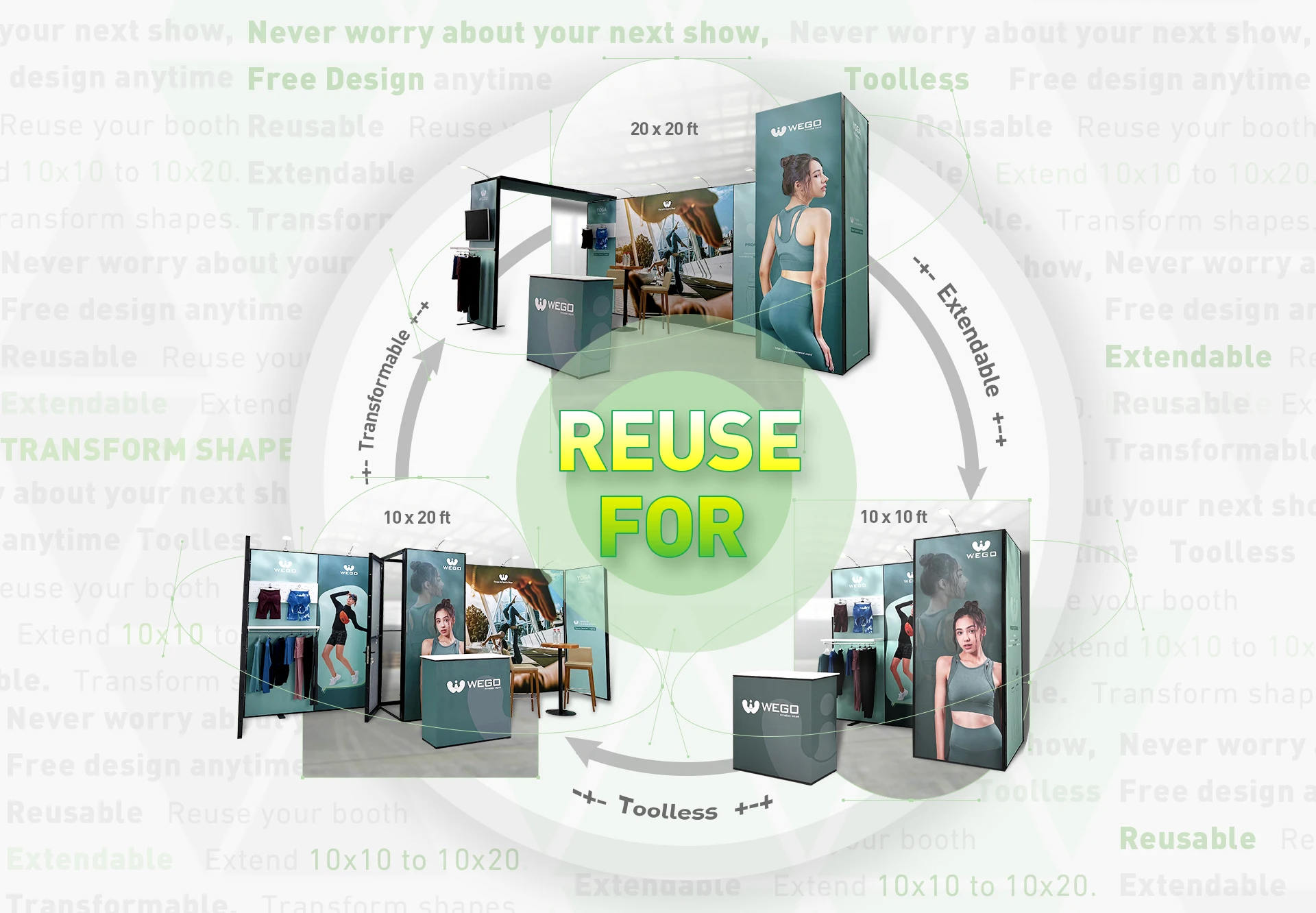 10x20 Modular Aluminum Frame Trade Show Booth with Storage