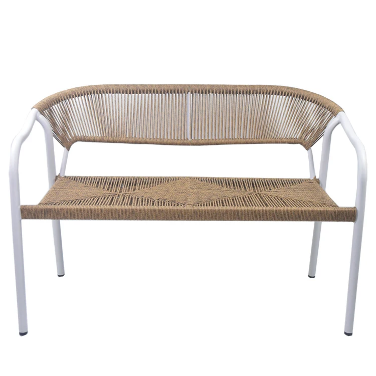 Modern Rattan Wicker Double Seat Bench Sofa All-weather For Outdoor ...