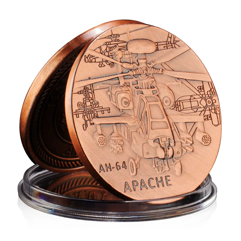 United States Ah-64 Apache Gunship Souvenir Bronze Plated Coin Us ...