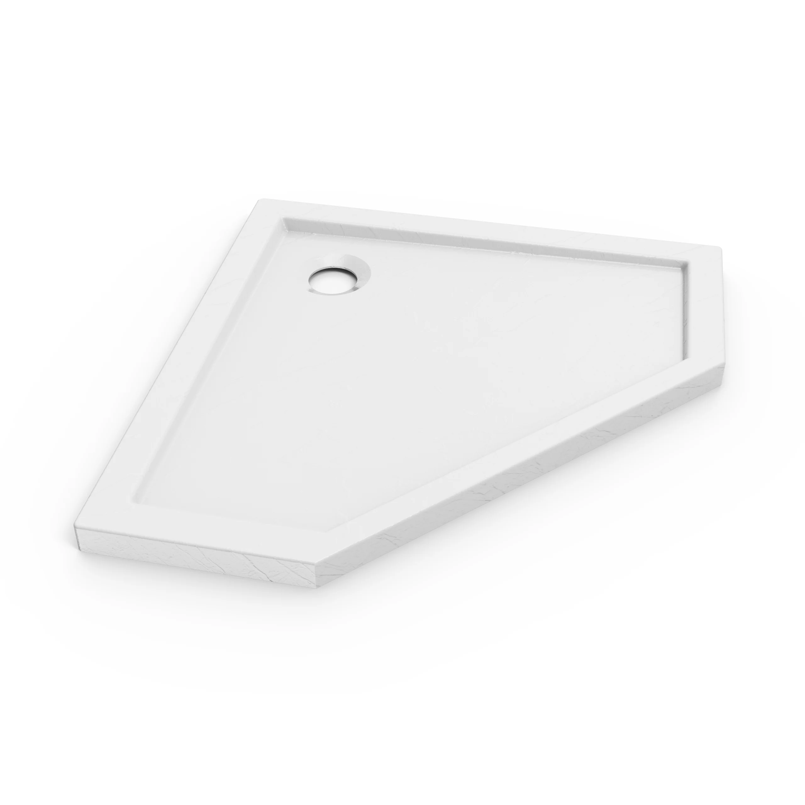 90x90x5cm Corner Drain Diamond Shower Base In White Stone Effect - Buy ...