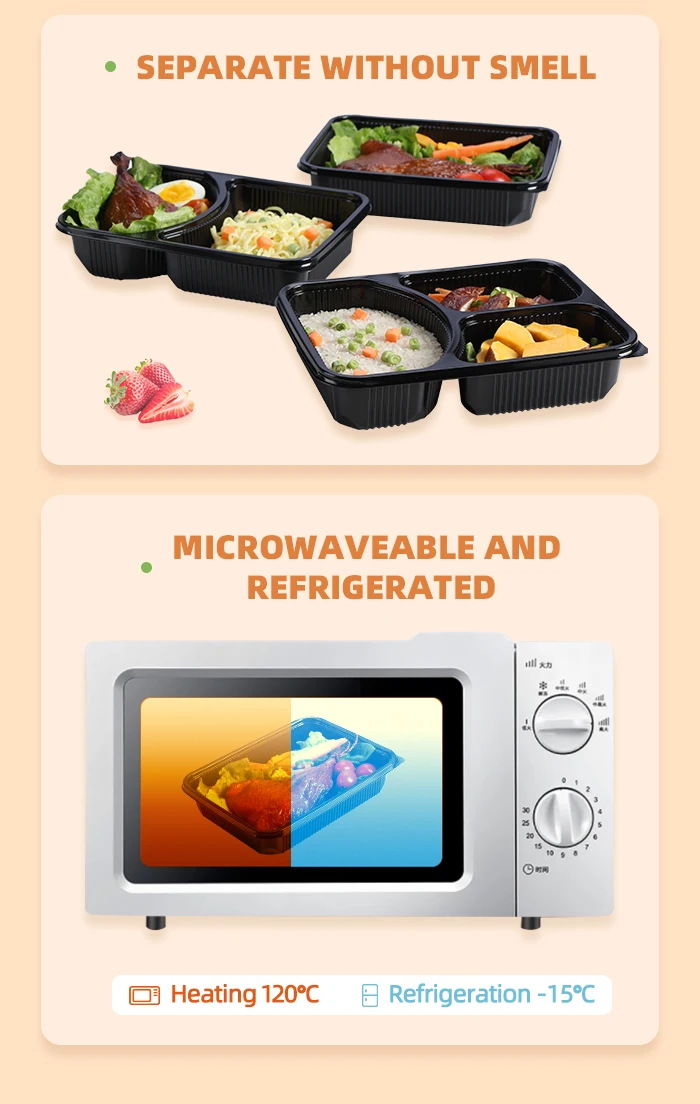 3 Compartment Plastic Disposable Bento Takeaway Lunch Food Storage ...