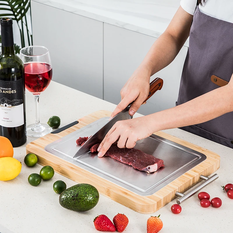 Tidy Board Meal Prep System Bamboo Cutting Board with Juice Slot Cheese ...