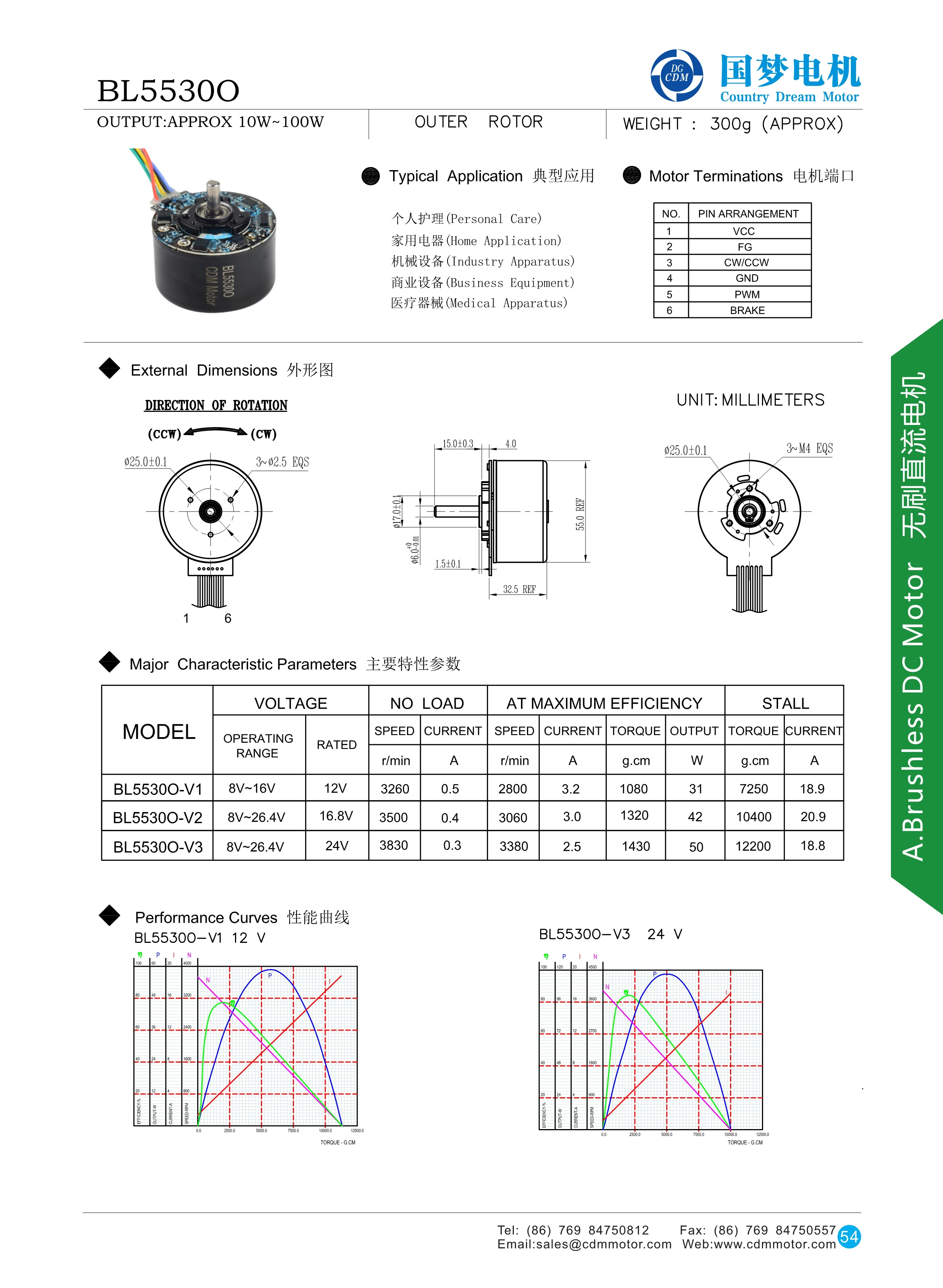 Bl5530 24v Outrunner Bldc Motor 3000rpm For Stirring High Torque 80w ...
