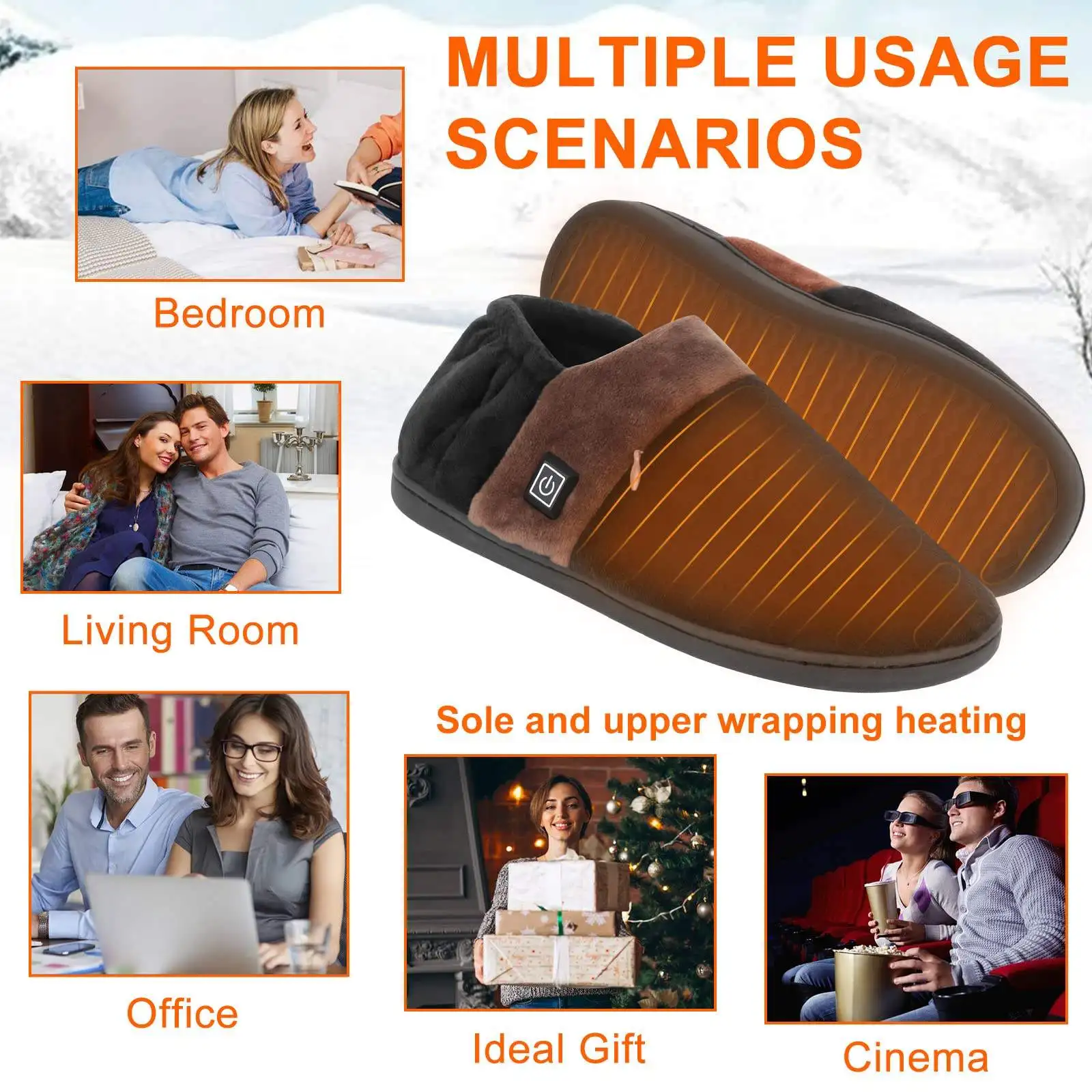 Alibaba.com: Custom USB Heated Slippers with 3 Temperature Levels, 5V ...