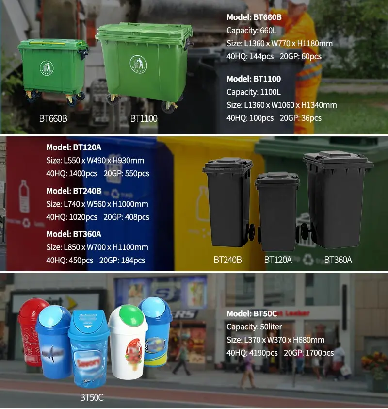 Strobigo 13 Gallon 50l 120l 240 Liter Trash Garbage Bin Cans 660 Liter Waste Garbage Bin With ...