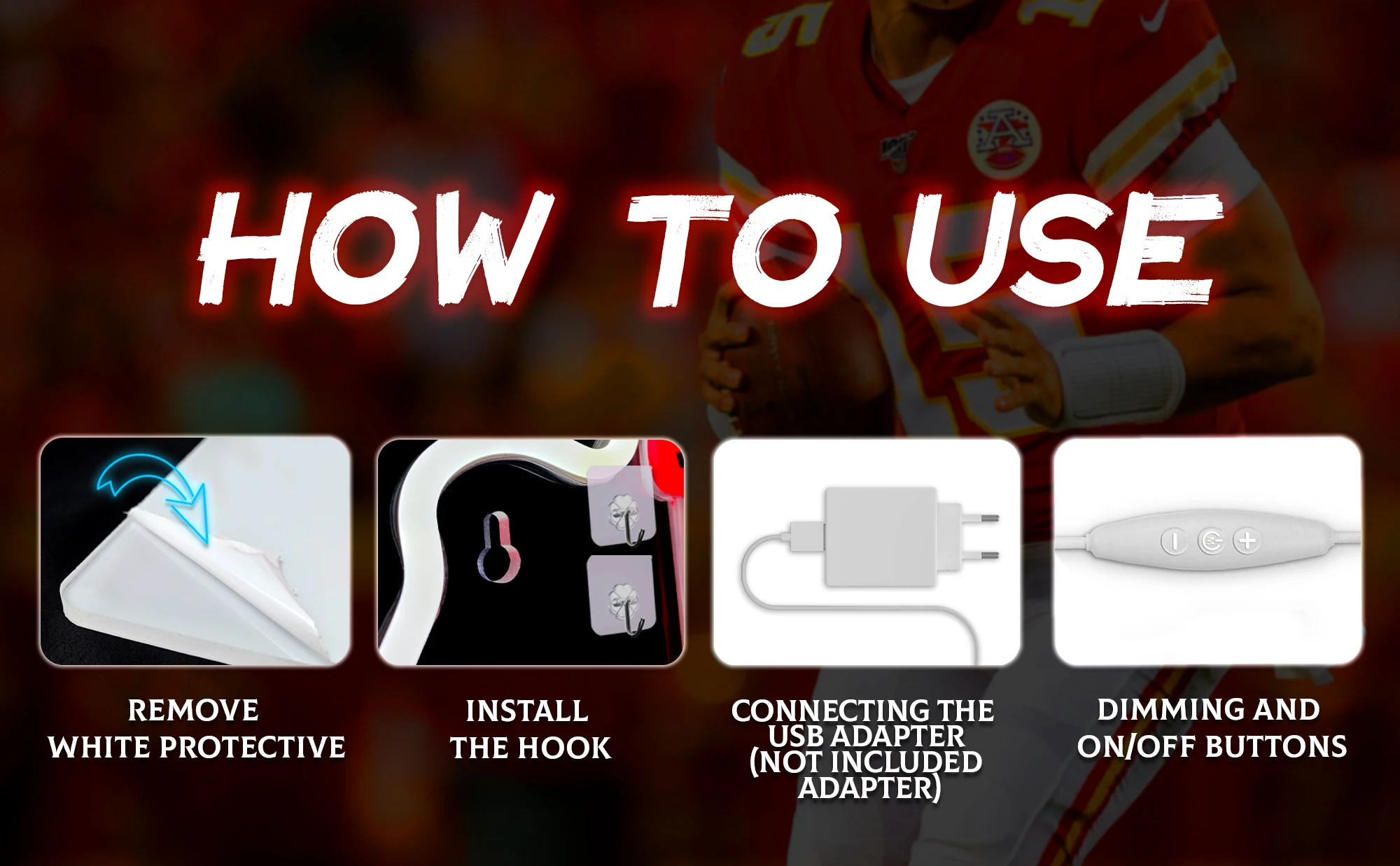 USB Powered Chieftain Neon Light - Adjustable Brightness