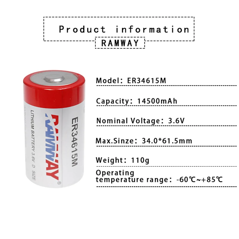 RAMWAY 3.6V Lithium Batteries - 14500mah for MWD Drilling