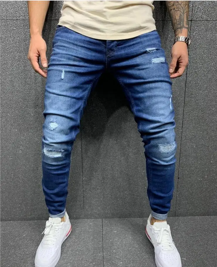 Custom Men Pants Boys Pantalon Damaged Jeans Trouser Casual Denim Plus ...