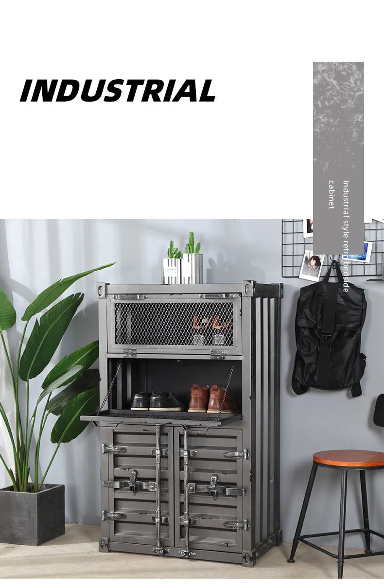 Vintage Industrial Style Container Shoe Cabinet with Door
