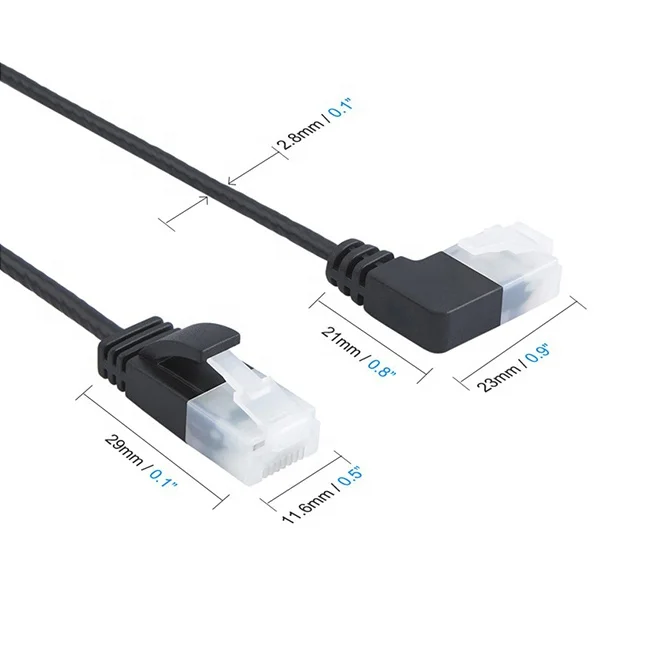Original 90 Degree Slim Cat7 RJ45 Patch Cord Cable Cat7 32AWG Lan Patch ...