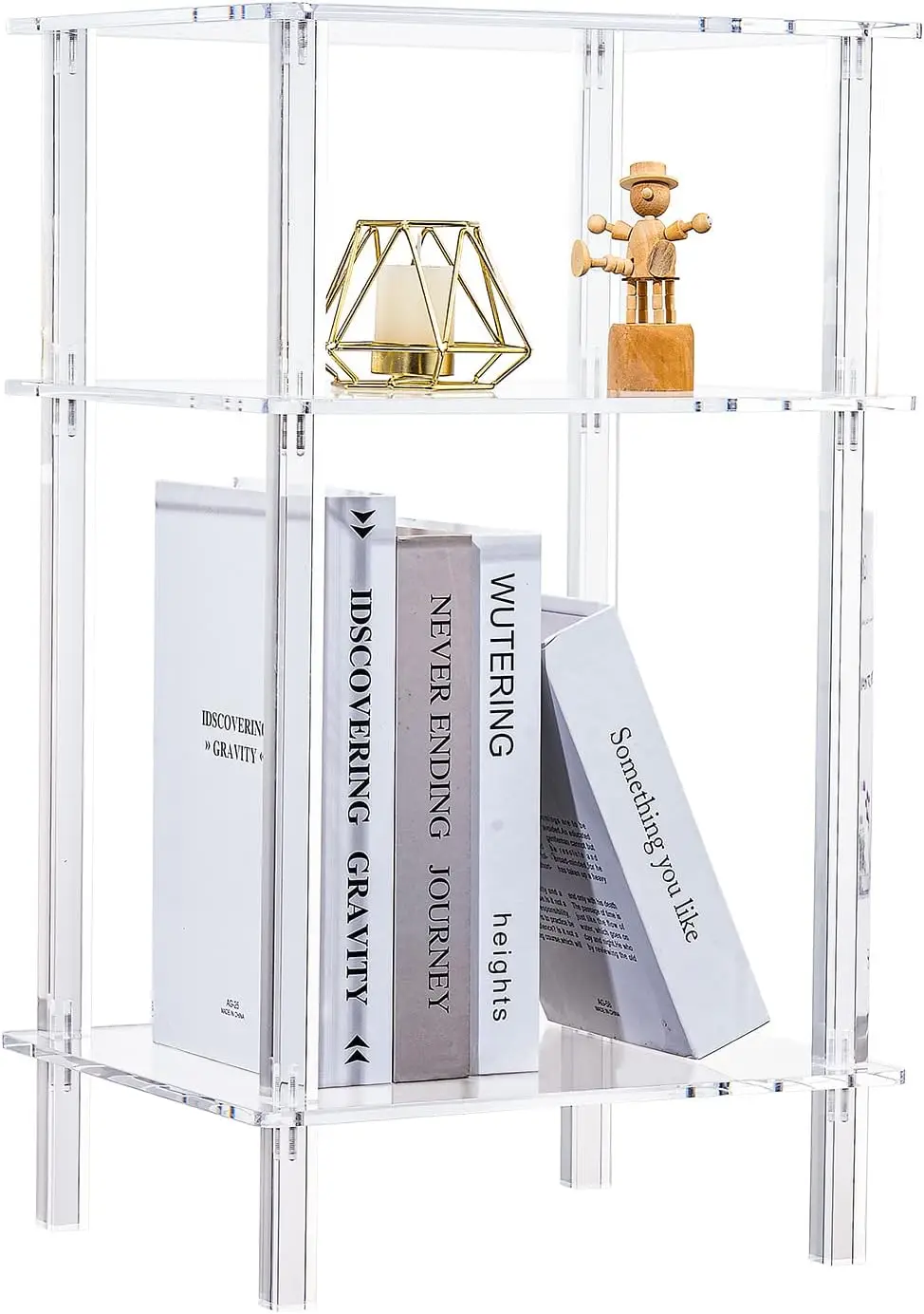 Eglaf 3-tier Clear Acrylic Side Table Square Leg Small End Table ...