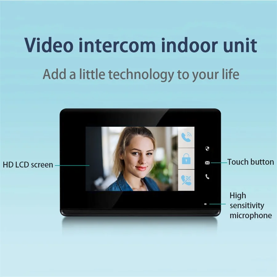 Home Security Audio Intercom 2 Way Video Door Phone 7 Inches Intercom ...