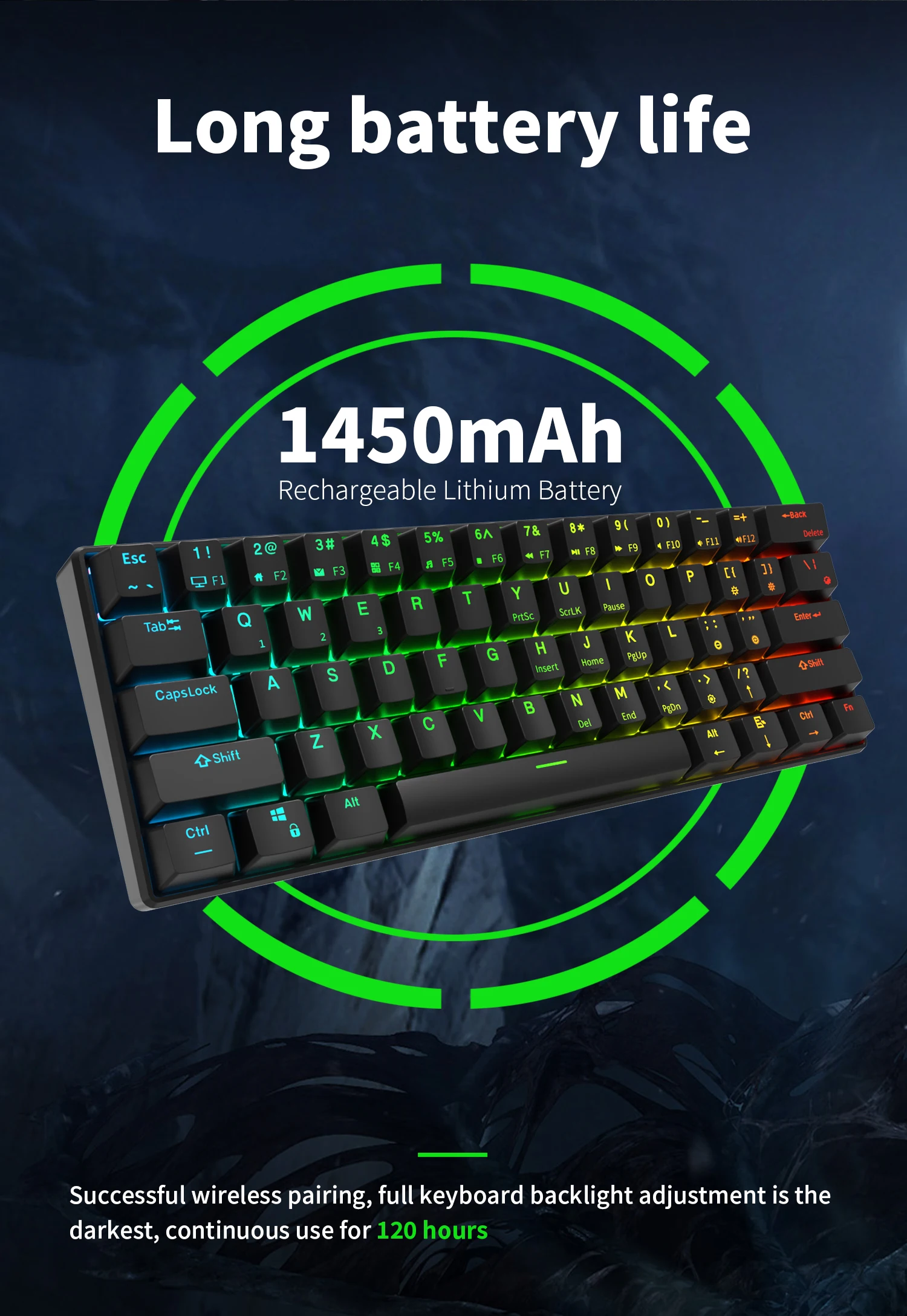 Royal Kludge Rk61 Key Caps Resin Wireless Gaming Mechanical Keyboard 61 ...