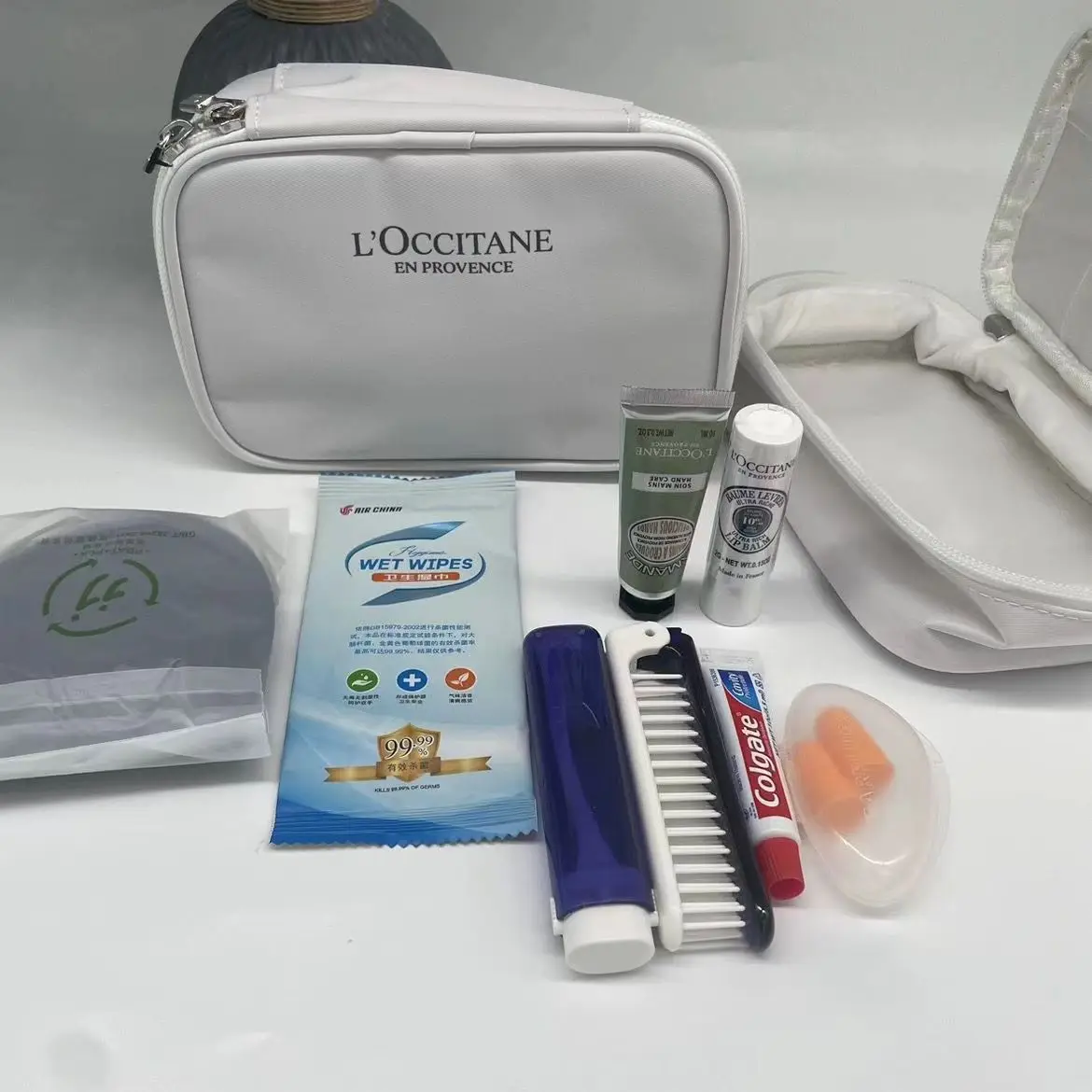 Customized logo Airline Amenity kit bag high class double layer pouch ...