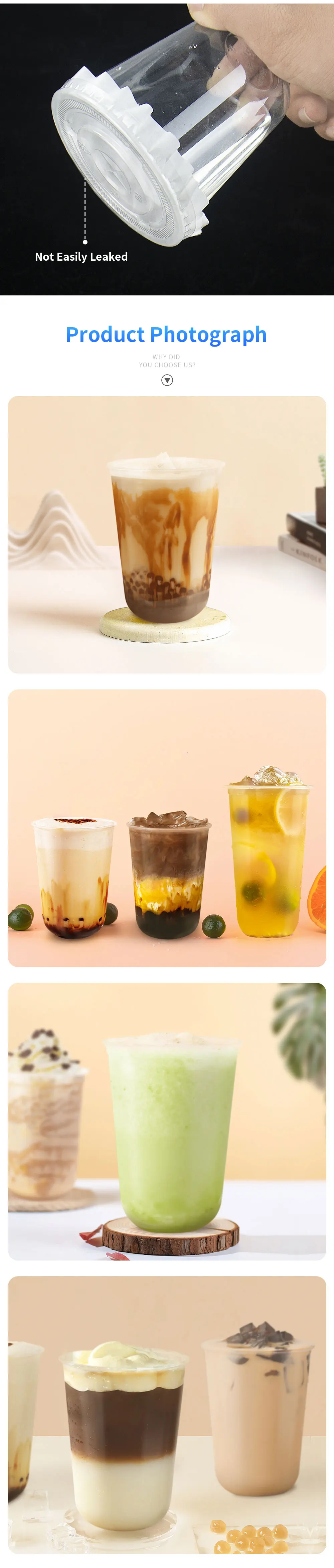 16oz Custom Logo Disposable U Shape Cups With Lid For Juice Coffee ...