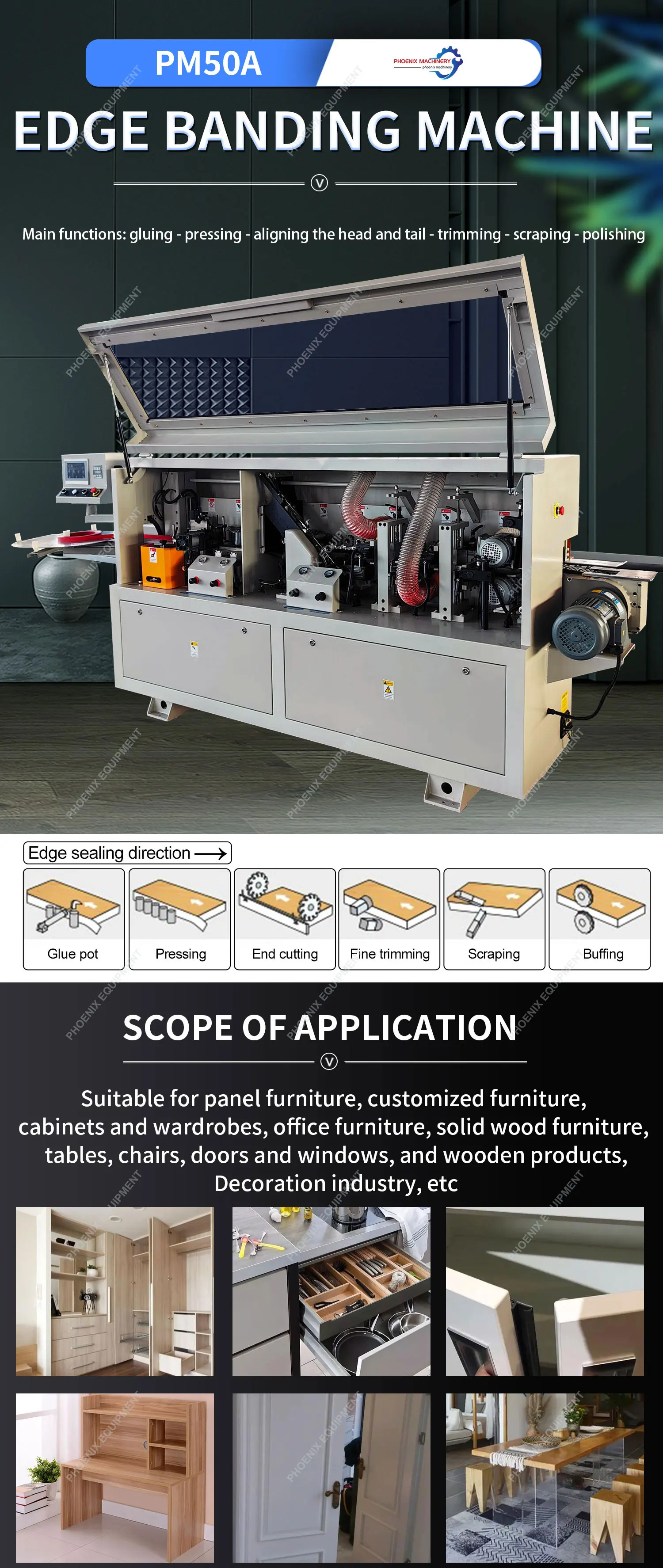 Woodworking Machine Edge Bander Plywood Pvc Furniture Edge Banding ...