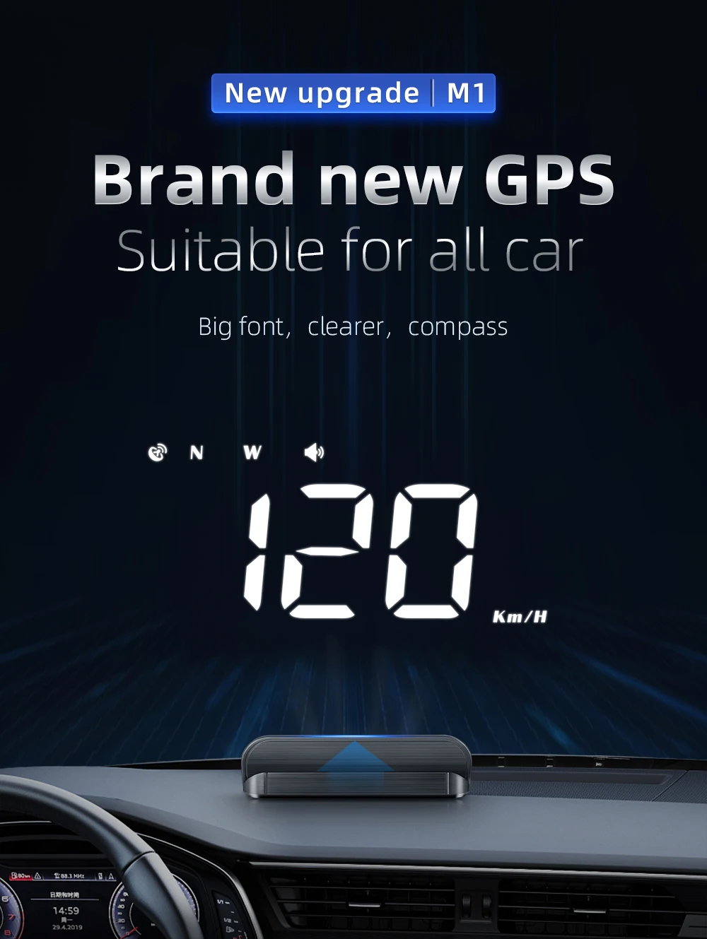 2022 IKiKin Customizable Popular M1 - White Data Head up Display and GPS System Car HUD for All ...