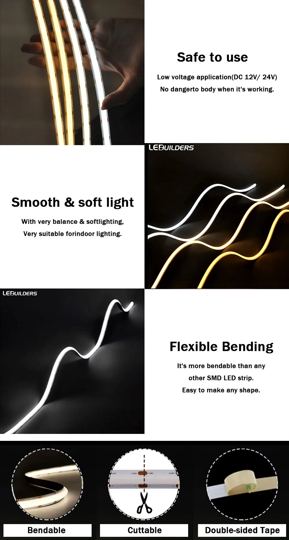 Classic Custom COB Copper LED Strip Light 320LEDs/m 10mm DC24V CCT ...