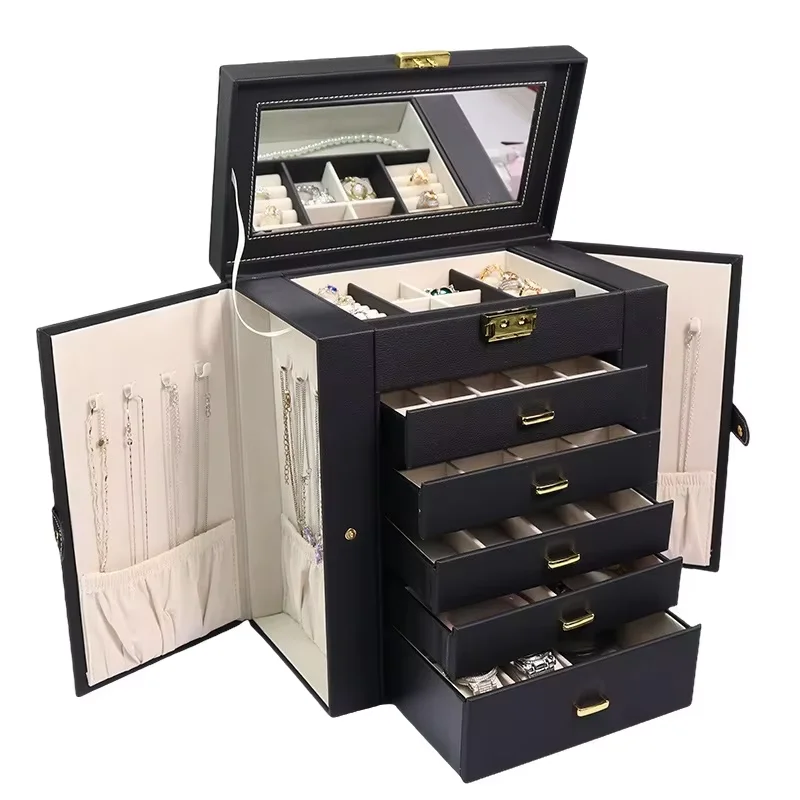 Leather Jewelry Box - Secure Storage for Rings & Earrings